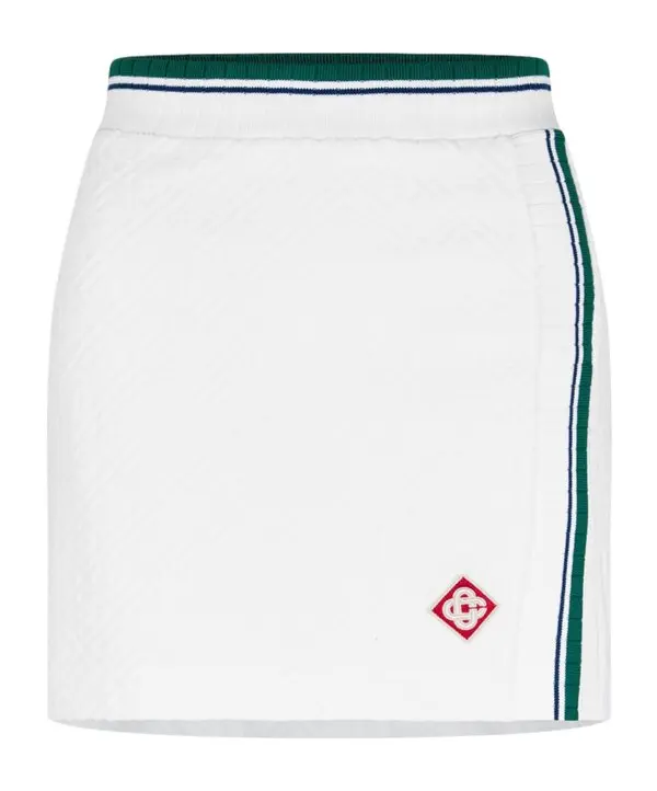 Casablanca Textured Graphic Mini Skirt - White