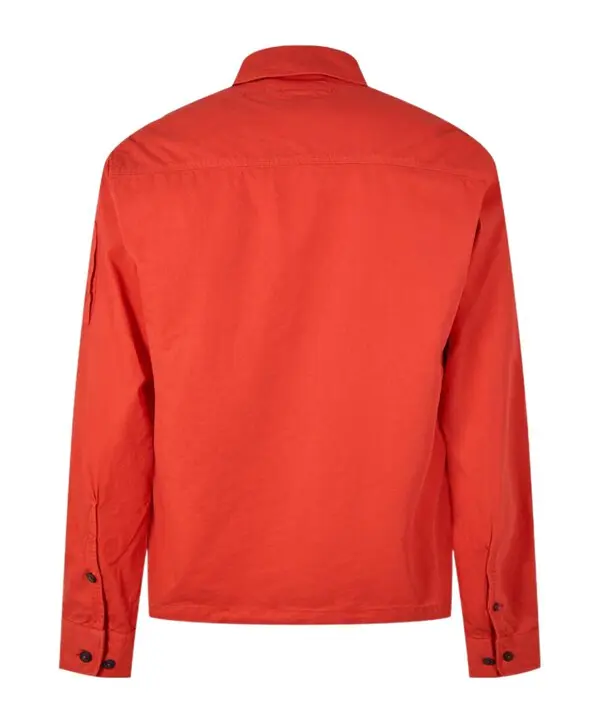 C.P. COMPANY Gabardine Lens Cotton Long Sleeve Overshirt - Red