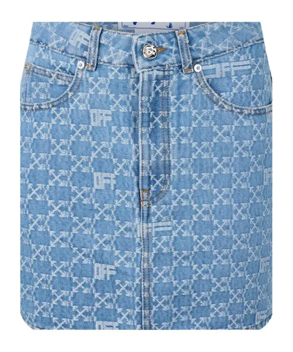 Off-White Printed Denim Mini Skirt - Blue