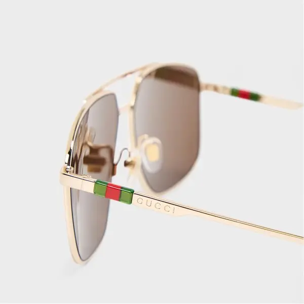 Gucci Aviator Sunglasses With Branded Temples