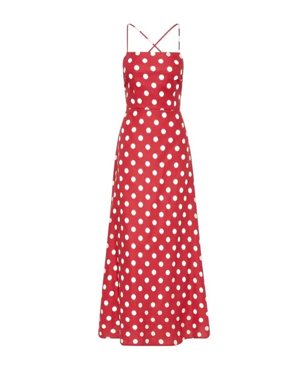Posse Lori Dress Dot Spaghetti Strap Maxi