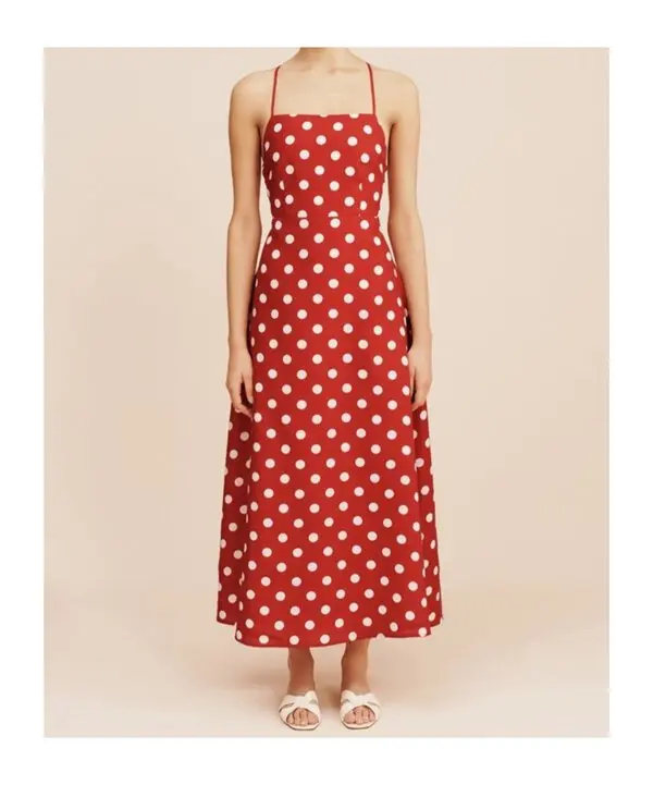 Posse Lori Dress Dot Spaghetti Strap Maxi