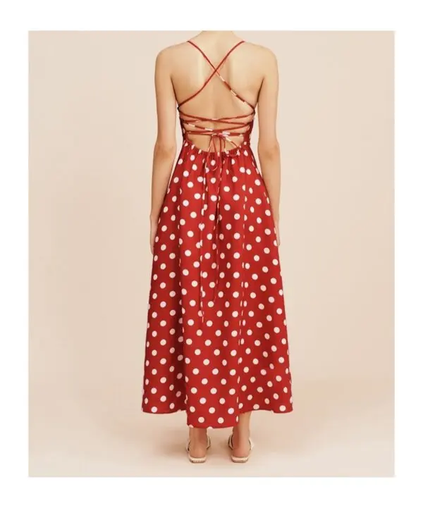 Posse Lori Dress Dot Spaghetti Strap Maxi