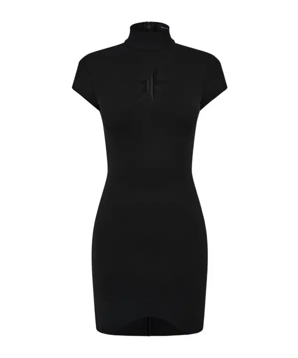 MUGLER Short Sleeve Cut Out Star Dress