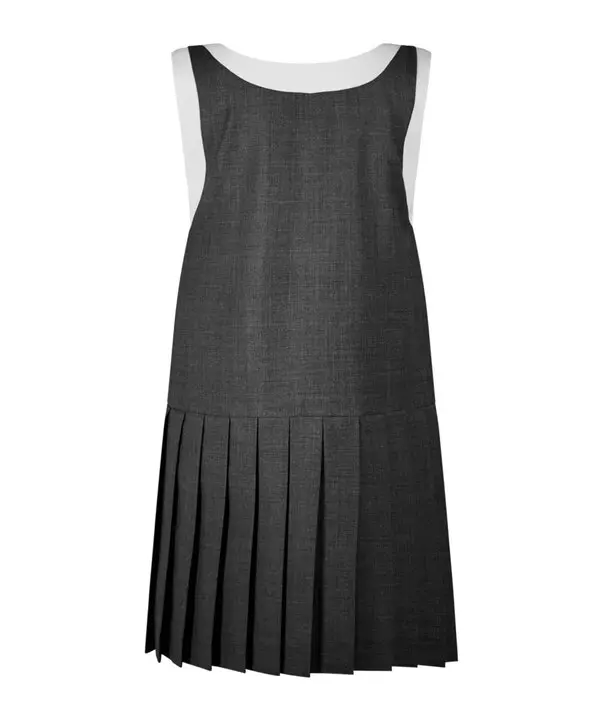 Miu Miu Logo Embroidered Pleated Mini Dress