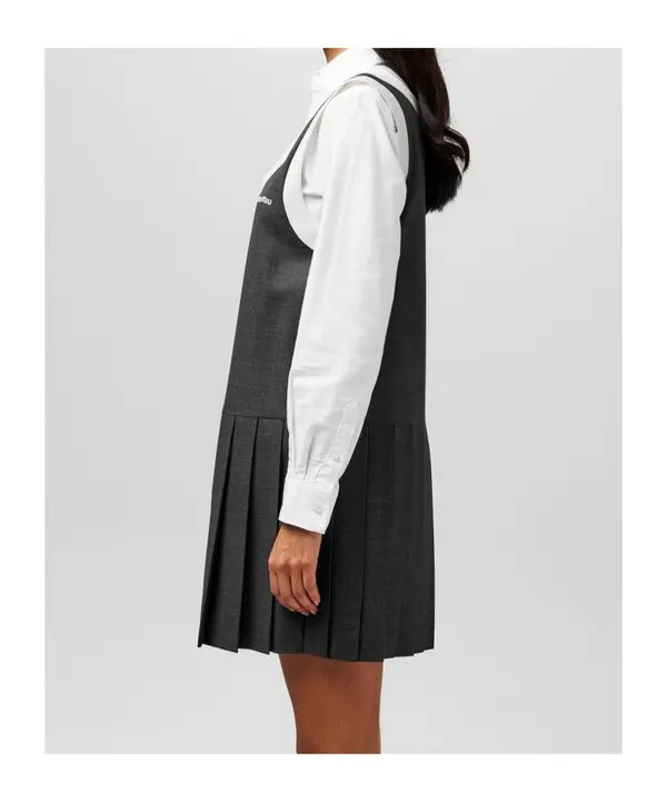 Miu Miu Logo Embroidered Pleated Mini Dress