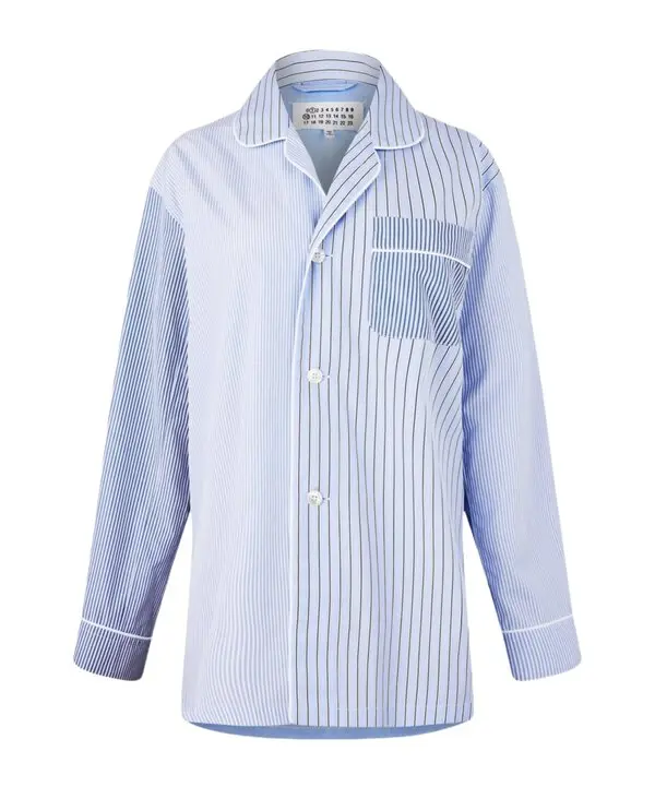 MAISON MARGIELA Striped Lapel Collar Shirt - Blue