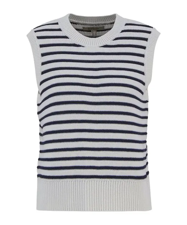 Barbour Striped Sleeveless Crew Neck Sweater