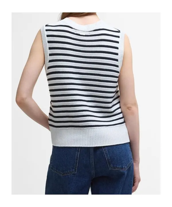 Barbour Striped Sleeveless Crew Neck Sweater