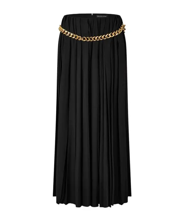Balenciaga Pleated Skirt With Gold Chain Detail