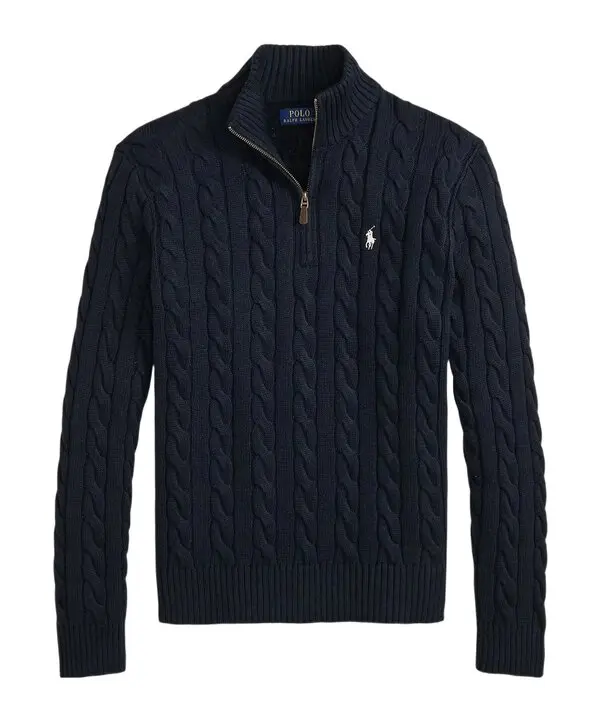 Polo Ralph Lauren Cable Knit Quarter-zip Sweater - Hunter Navy