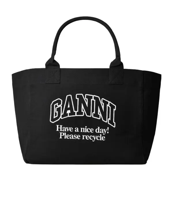 GANNI Logo Tote Bag - Black