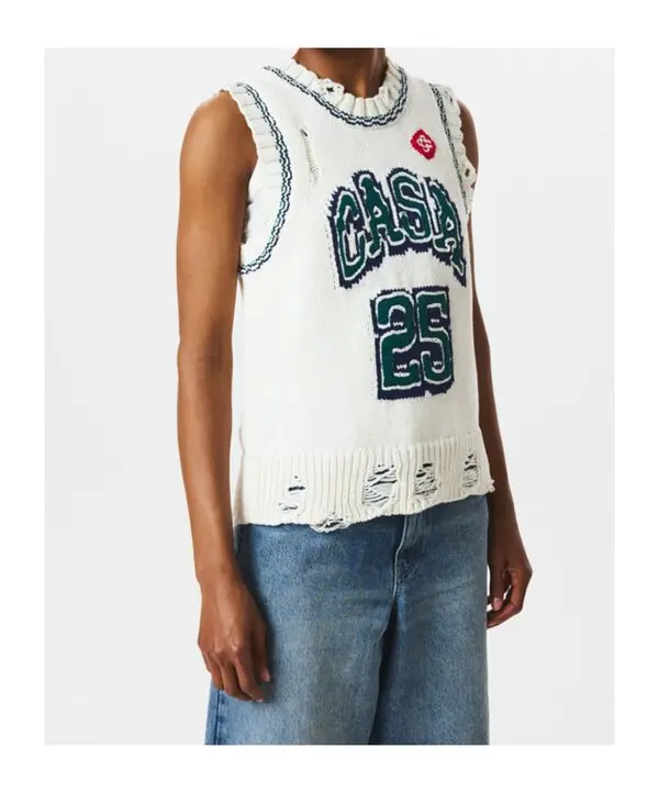 Casablanca Crew Neck Sleeveless Baseball Knit Jumper