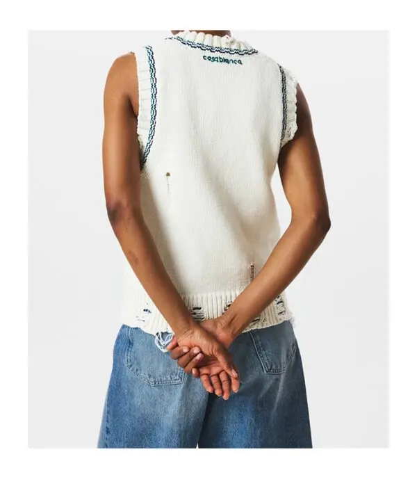Casablanca Crew Neck Sleeveless Baseball Knit Jumper