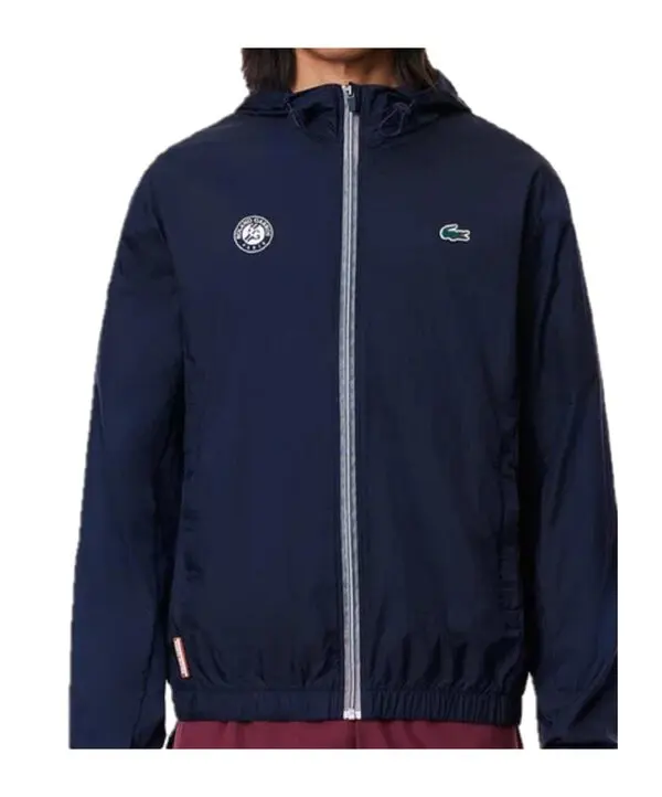 Lacoste Navy Hooded Windproof Casual Jacket With Tennis Collaboration Design