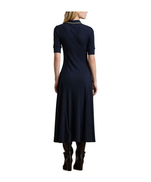 Ralph Lauren Cotton Blend Mid-length A-line Dress With Logo Button Embellishment