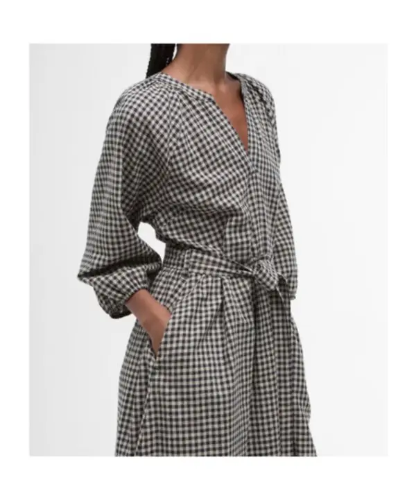 Barbour Long Sleeve Midi Dress With Gingham Checks - No