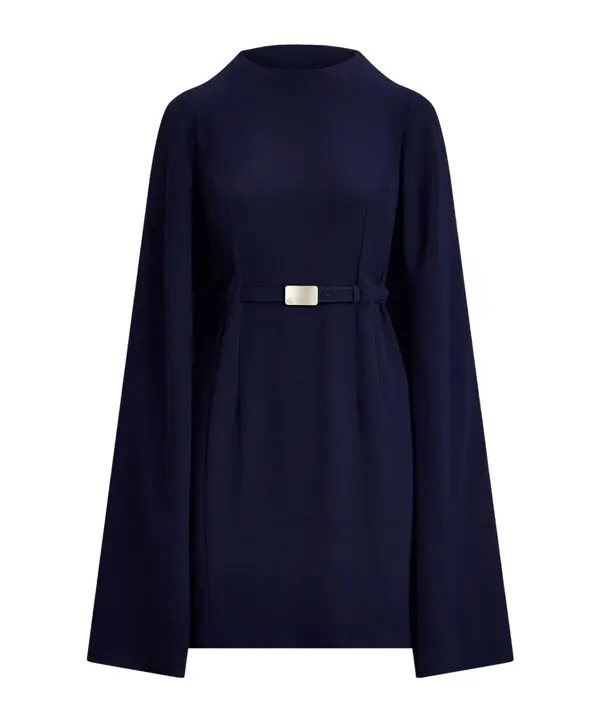 Ralph Lauren Rayzelle Dress With Cape Effect And Belted Waist