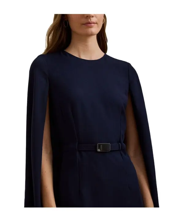 Ralph Lauren Rayzelle Dress With Cape Effect And Belted Waist