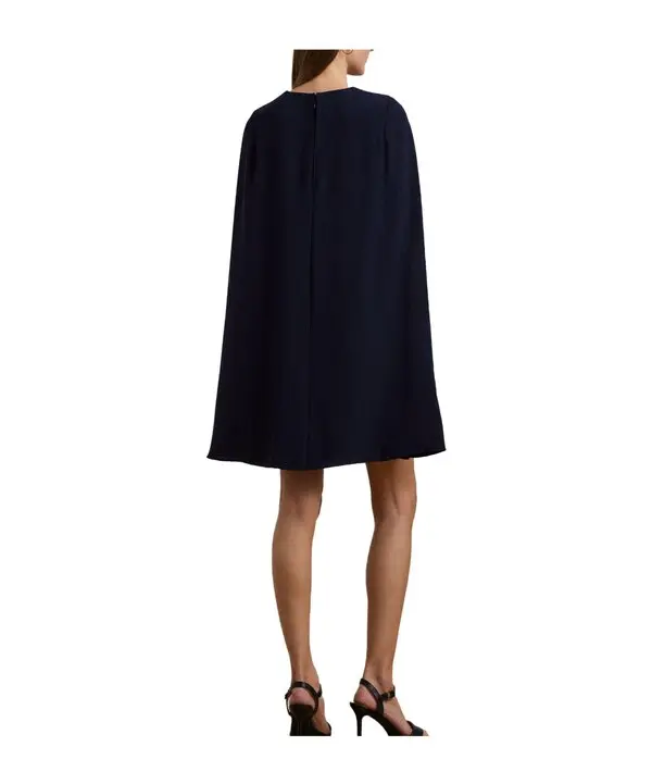 Ralph Lauren Rayzelle Dress With Cape Effect And Belted Waist