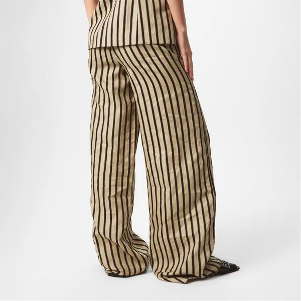 Max Mara Striped Palazzo Trousers - Nude