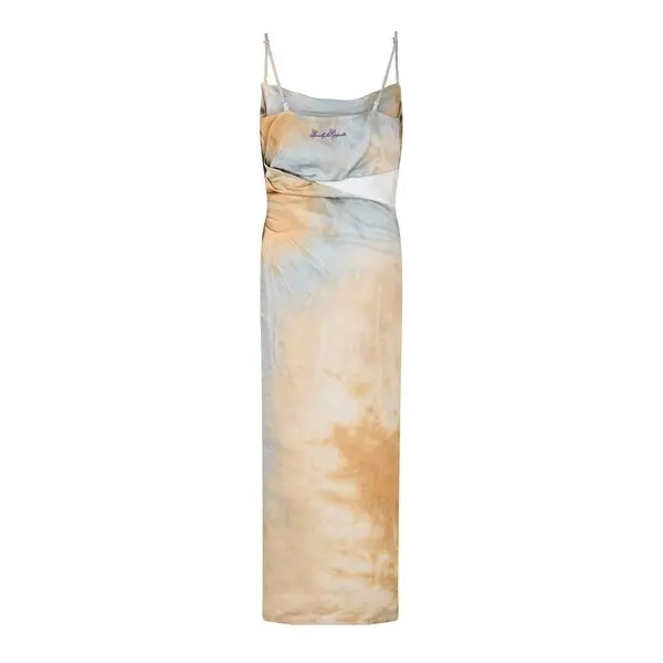 Off-White Spaghetti Strap Draped Maxi Dress