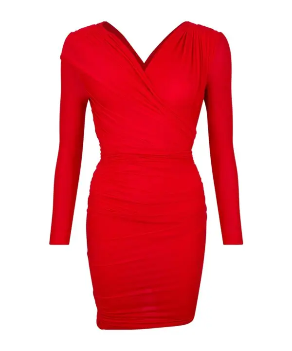 Balenciaga Draped V-neck Long Sleeve Dress