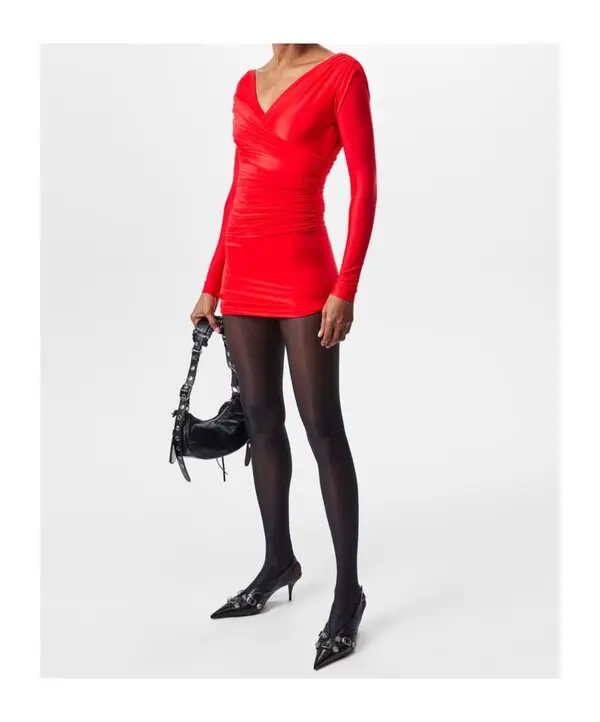 Balenciaga Draped V-neck Long Sleeve Dress