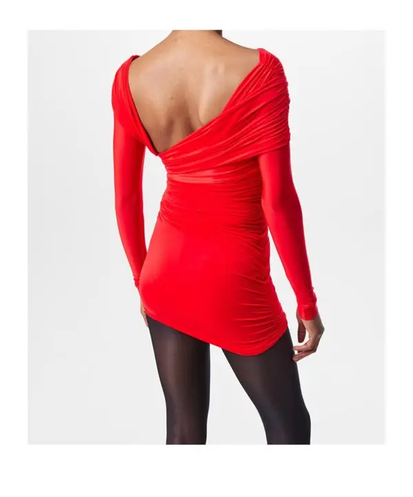 Balenciaga Draped V-neck Long Sleeve Dress