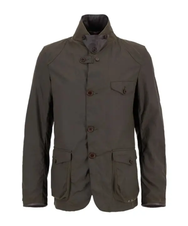Barbour Beacon Sports Jacket With High Collar And Button Fastening