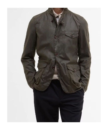 Barbour Beacon Sports Jacket With High Collar And Button Fastening