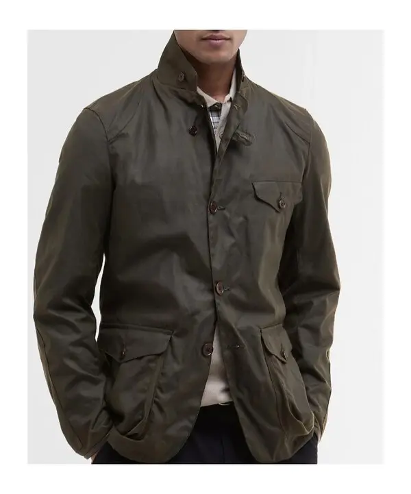 Barbour Beacon Sports Jacket With High Collar And Button Fastening