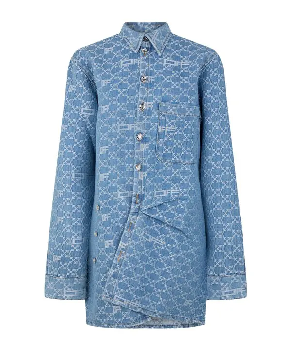 Off-White Monogram Mini Shirt Dress - Blue