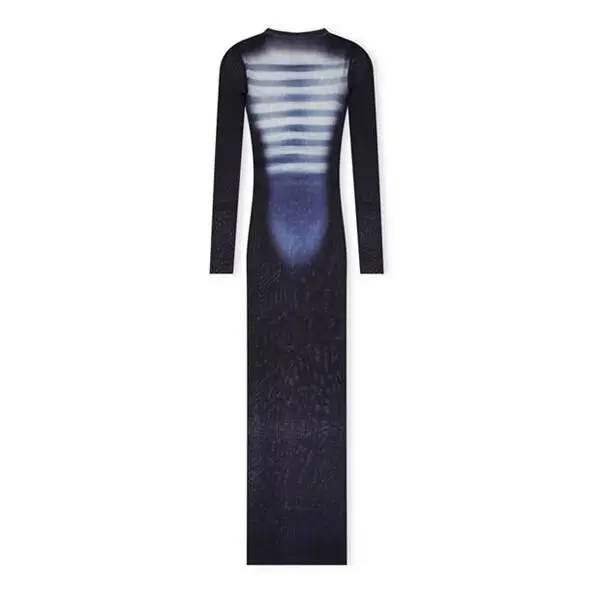 JEAN PAUL GAULTIER Long Sleeve Sheer Floral Maxi Dress