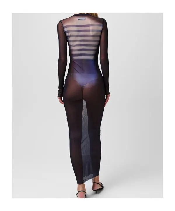JEAN PAUL GAULTIER Long Sleeve Sheer Floral Maxi Dress