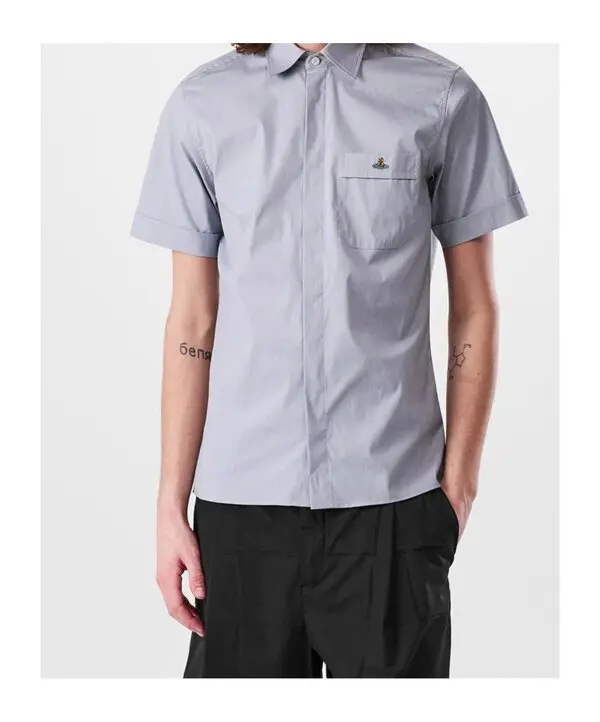 VIVIENNE WESTWOOD Cotton Classic Saturn Orb Short-sleeved Shirt - Blue