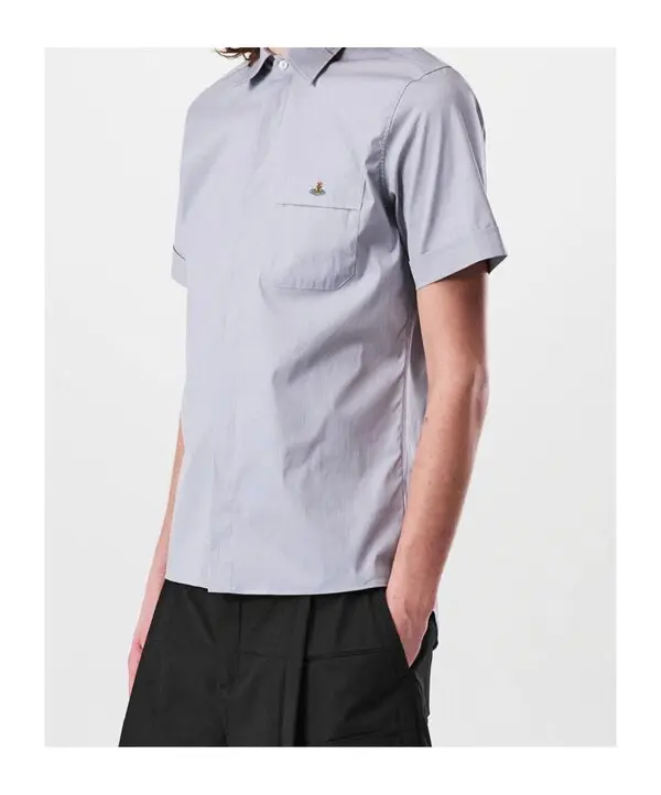 VIVIENNE WESTWOOD Cotton Classic Saturn Orb Short-sleeved Shirt - Blue
