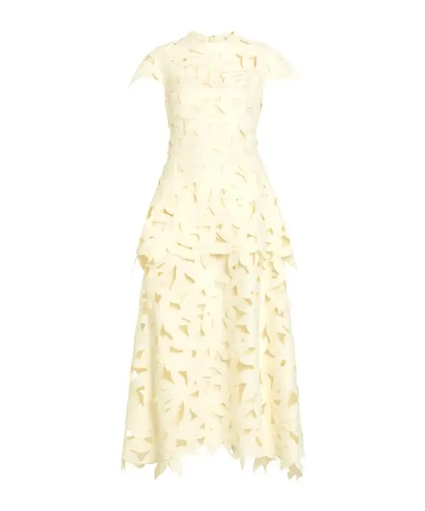 Simkhai Neve Floral-cutwork Woven Midi Dress