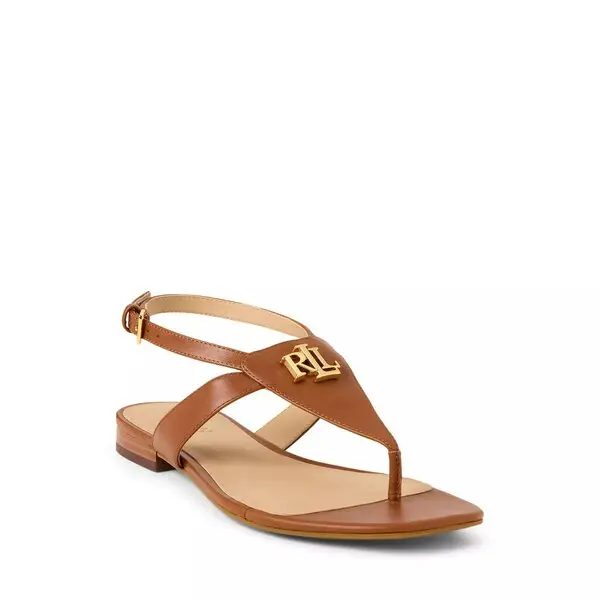 Ralph Lauren Everley Leather Sandal With Buckled Ankle Strap