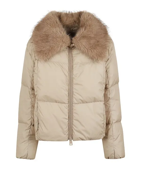 Herno Quilted Down Jacket With Faux Fur Collar