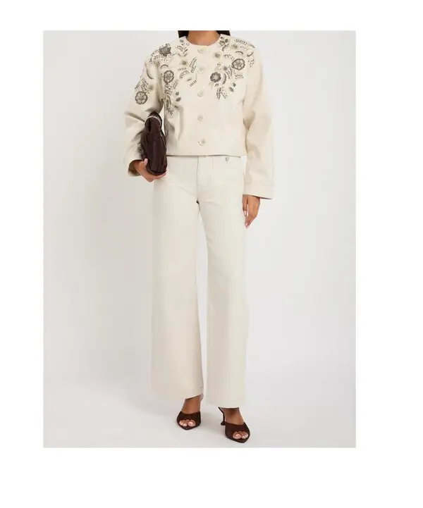 Veronica Beard Emeren Floral-embellished Cotton Jacket