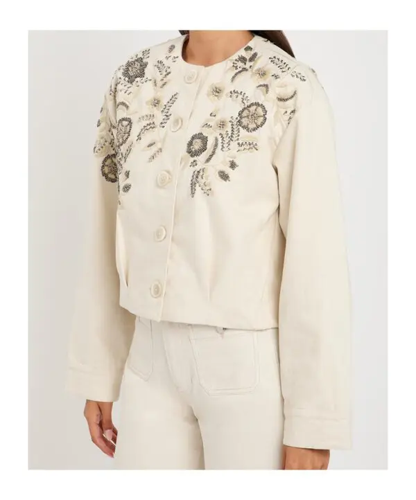 Veronica Beard Emeren Floral-embellished Cotton Jacket
