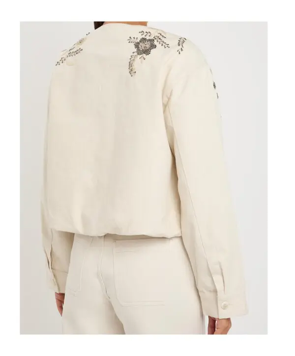 Veronica Beard Emeren Floral-embellished Cotton Jacket
