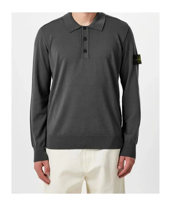 Stone Island Button Wool Polo Shirt