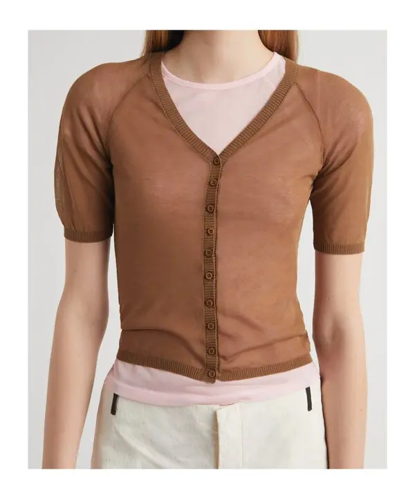 Paloma Wool Short-sleeved V-neck Cardigan - Brown