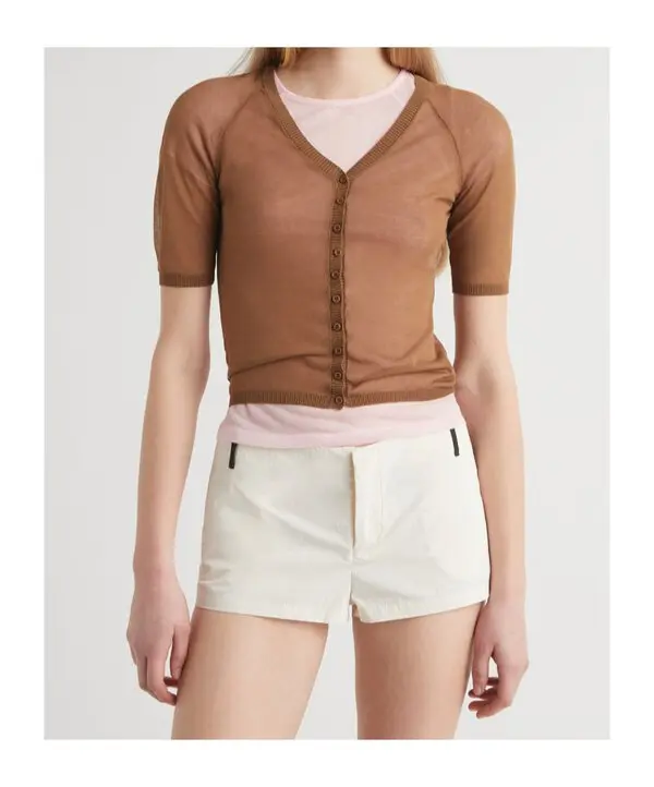 Paloma Wool Short-sleeved V-neck Cardigan - Brown