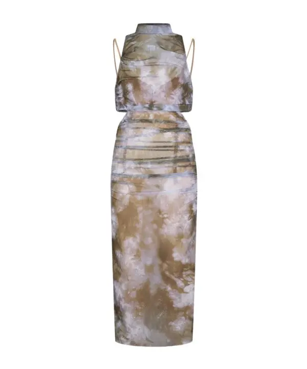 Off-White Screen Printed Bodycon Maxi Dress