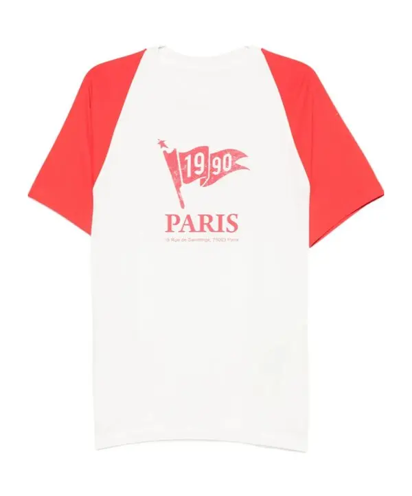 SYSTEM Raglan-sleeve Graphic-print T-shirt - White/red