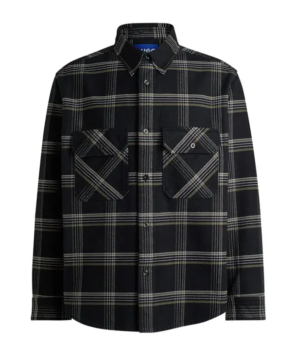 Hugo Boss Dark Tone Plaid Workwear Long-sleeve Shirt