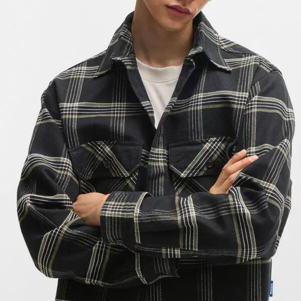 Hugo Boss Dark Tone Plaid Workwear Long-sleeve Shirt